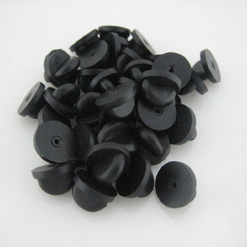 Pack of 100 Black PVC Rubber Pin Backs - Butterfly Clutch - Walmart.com ...