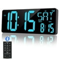 XREXS 16.5 in Digital Wall Clock with Bluetooth, Alarm, Calendar ...