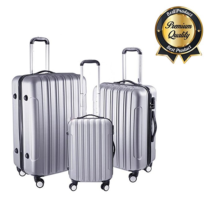 Koval Inc. 3 pcs. Travel Carry-On Hard Shell 4-Wheel Suitcase Set ...