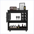 Bar Cart with 6 Bottle Cubbies, 1 Cabinet & Lower Panel, Black Wengue ...