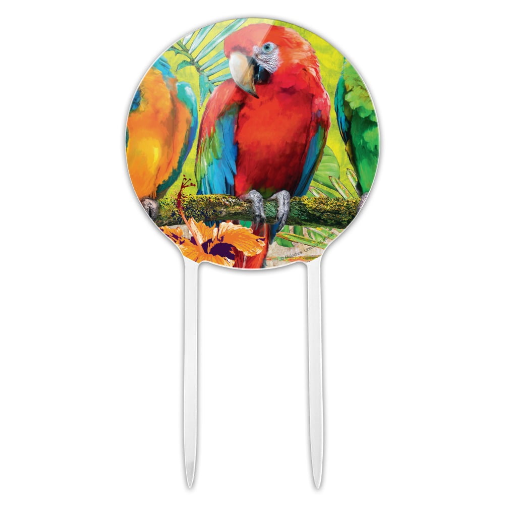 Acrylic Colorful Tropical Rainforest Parrots Cake Topper Party ...