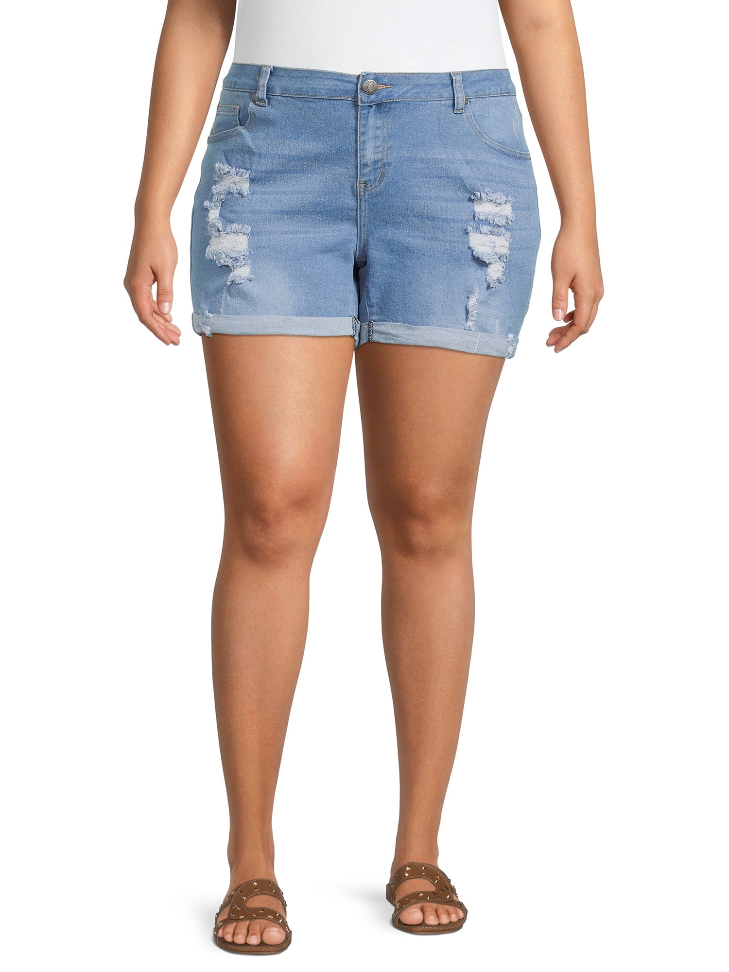 Ella Samani Women's Plus Size Ripped Short - Walmart.com