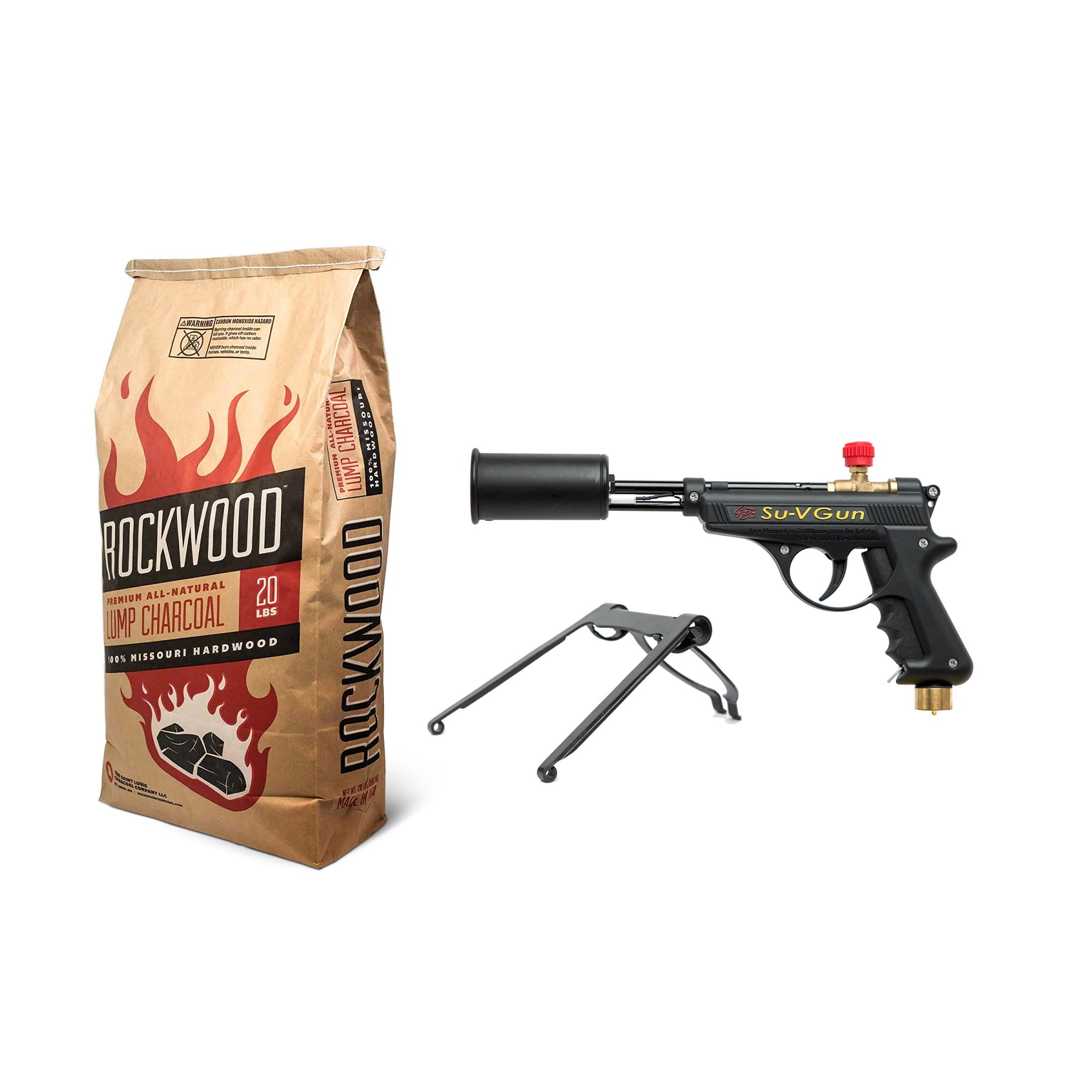 GrillBlazer Basic Propane Torch Gun and Rockwood Charcoal Mix, 20 Pound ...