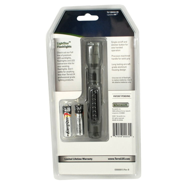 Terralux Logo NEW TerraLUX Lightstar300 LED Flashlight 300 Lumens Dark