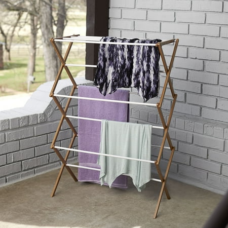 Household Essentials Collapsible Bamboo Clothes Drying Rack - Walmart ...