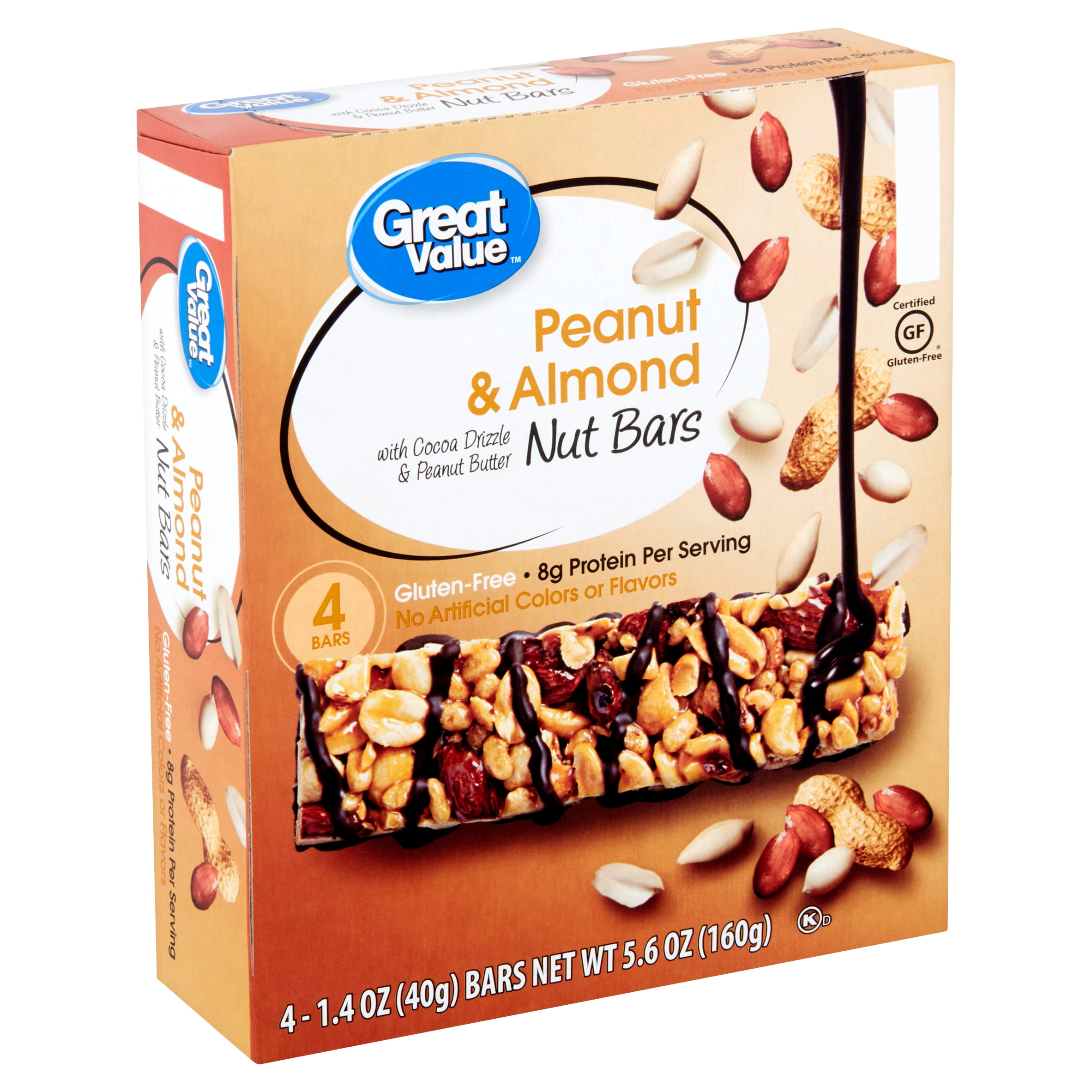 Great Value Peanut & Almond Nut Bars, 1.4 oz, 4 count - Walmart.com