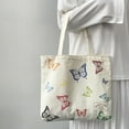 Cevemin Butterflies Print Canvas Handbag - White Two Sided Handheld ...