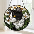 Black and White Tuxedo Cat Window Decor Hanging, Artistic Glass Accent ...