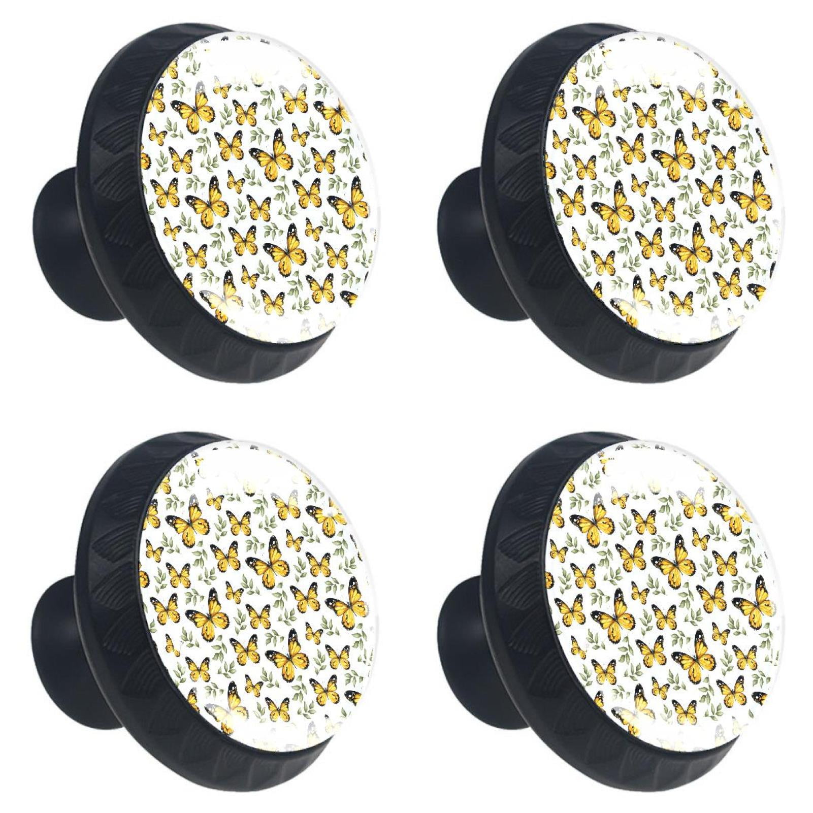 4 Pcs Yellow Butterflies Knobs for Kitchen Cabinet Cupboard Dresser ...