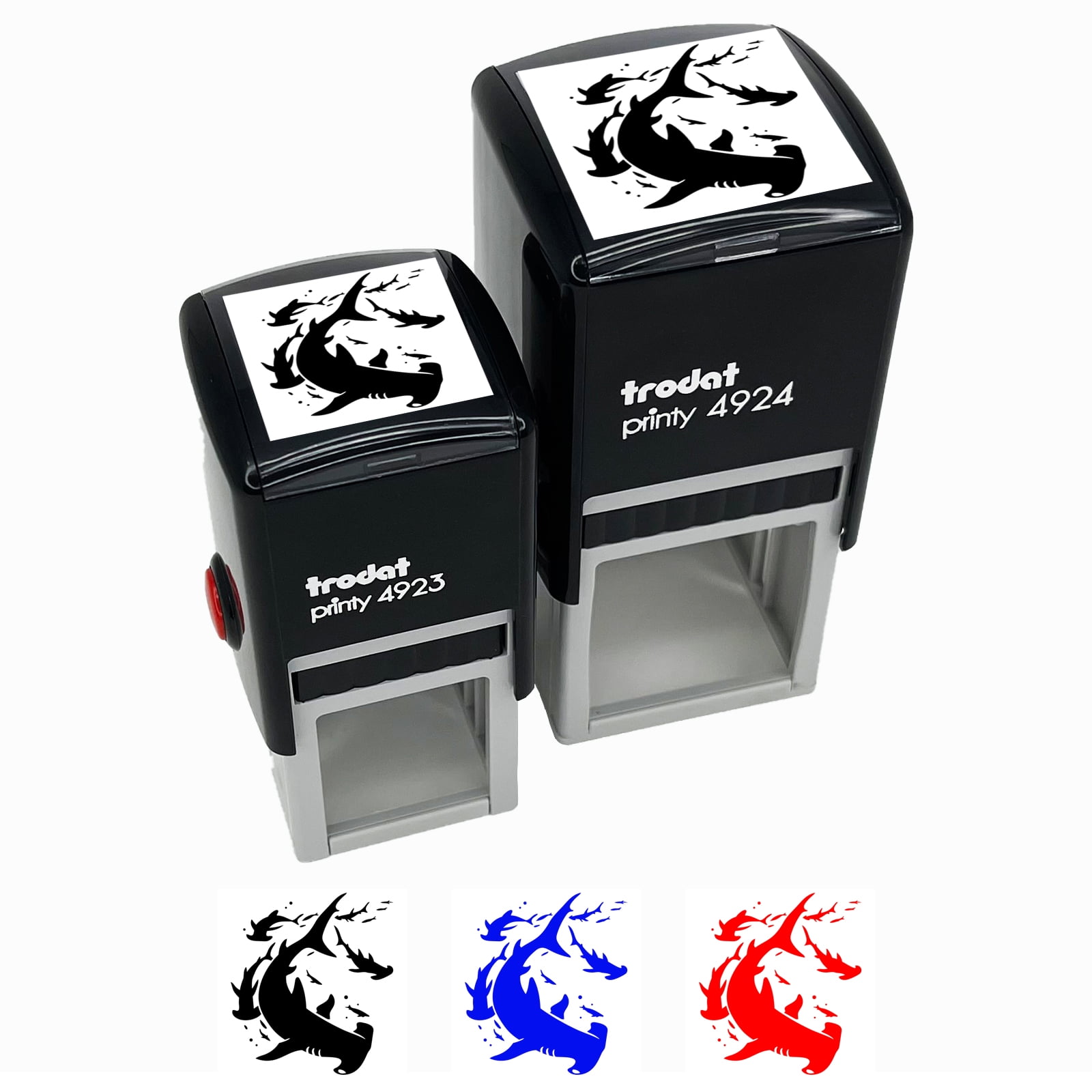 School of Hammerhead Sharks Self-Inking Rubber Stamp Ink Stamper - Blue ...