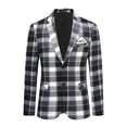 AZoiNM Men's Plaid Blazer Sport Coat, Black White Checkered Single ...