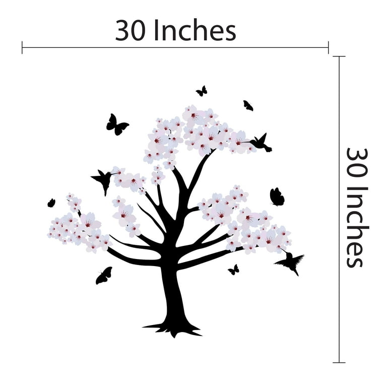 Cherry Blossom Vinyl Wall Art Large Tree Wall Decal With Branches