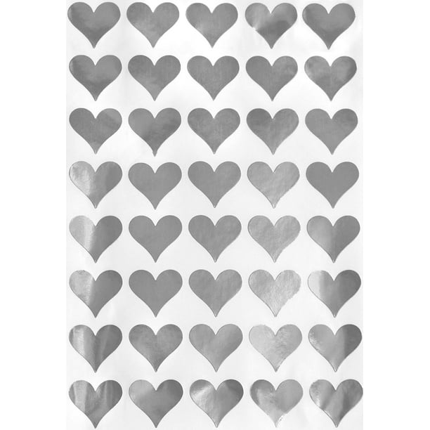 Royal Green 19MM (3/4") Silver Heart Stickers for Arts and Crafts ...