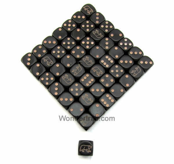 Black Bear Dice with Brown Pips D6 16mm (5/8in) Bulk Pack of 50 Koplow ...