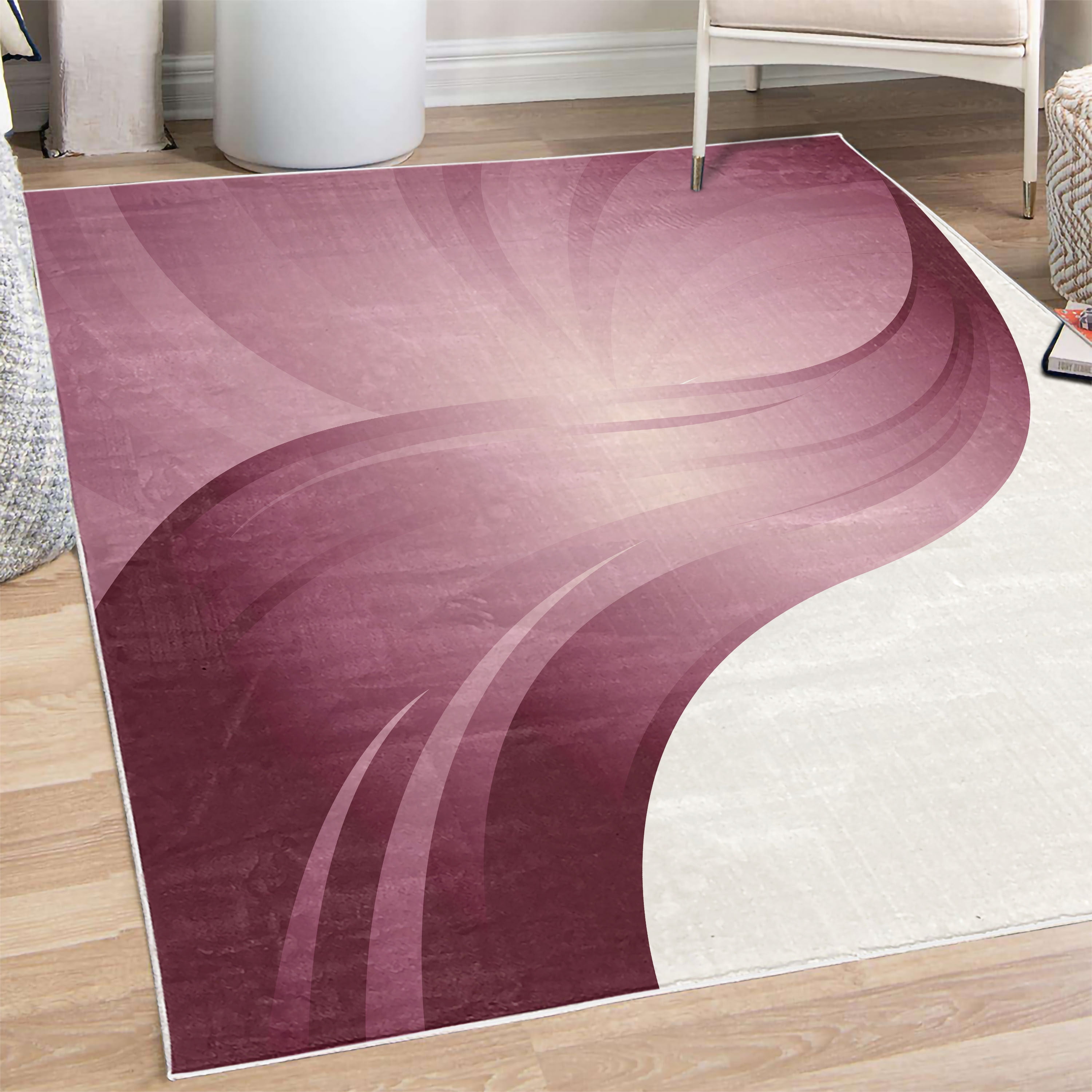 Contemporary Decorative Rug, Spiraling Stripes with Monochrome Tones ...