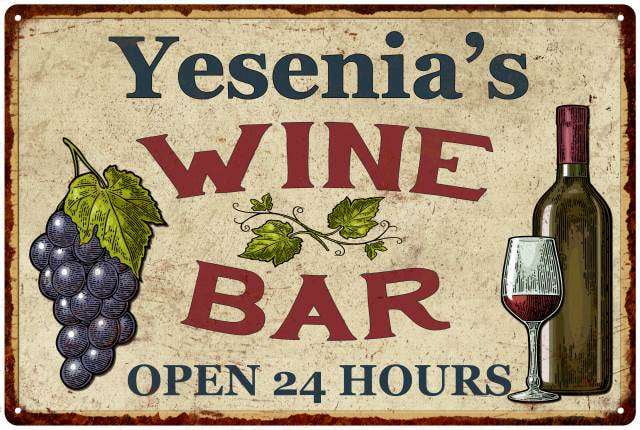 Yesenia's Rustic Wine Bar Sign Wall Decor Kitchen Gift 16 x 24 Matte ...