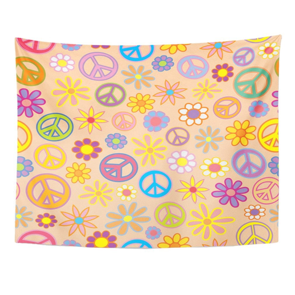 UFAEZU Colorful Power Flowers And Peace Signs Intermingled Woodstock ...