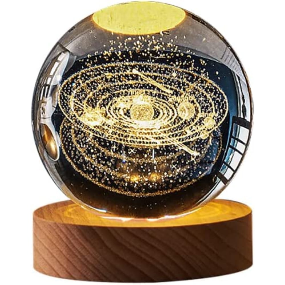PEACNNG 3D Solar System Crystal Ball Night Light Ball Projection Lamp ...