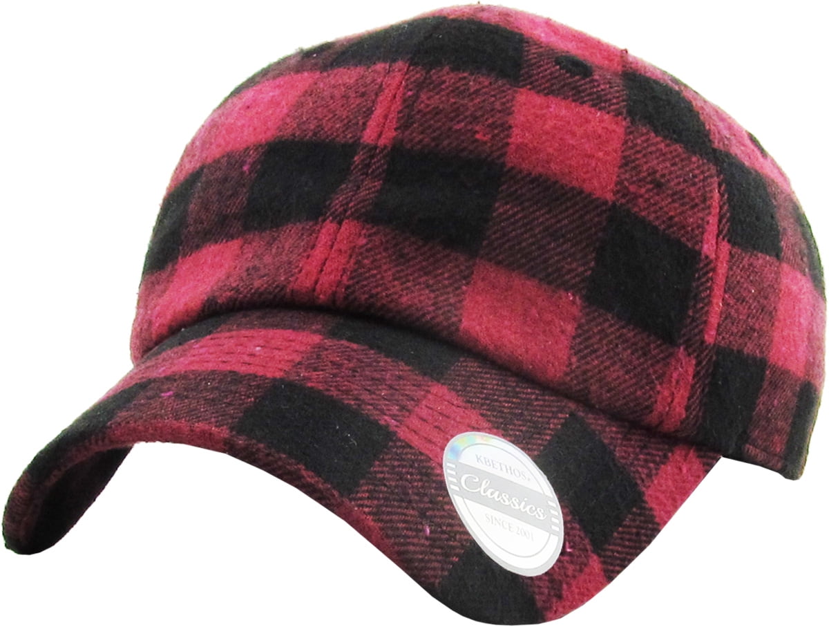 Burgundy-Black Buffalo Plaid Classic Baseball Cap Dad Hat - Walmart.com