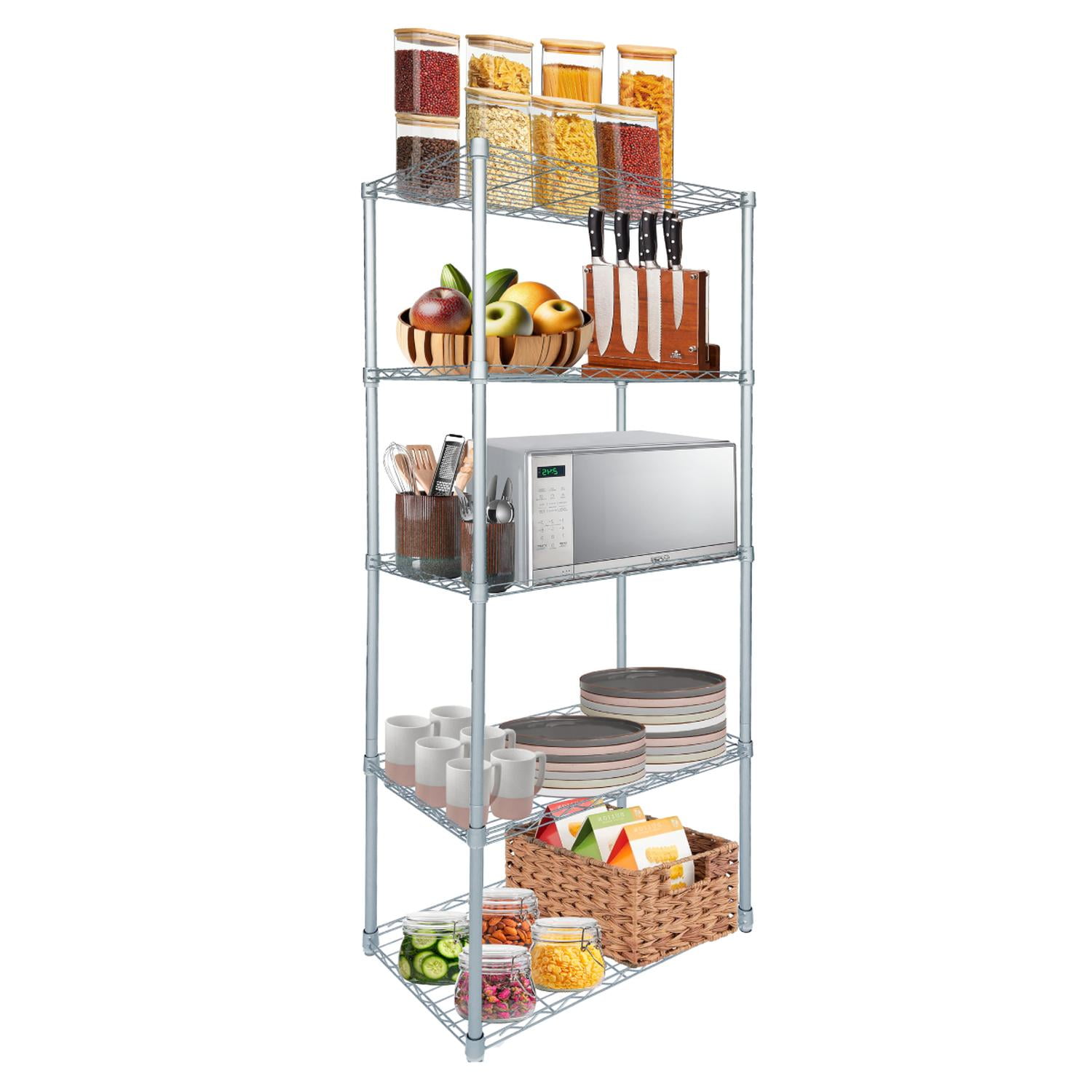 Anaquel 5 Niveles Cocina Estante Baño Rack Metal plateado | Walmart en ...