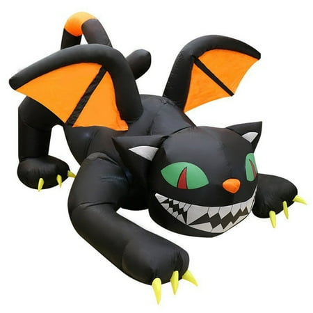 Qionma Halloween Inflatables Animated Black Cat Blow Up Giant Black Cat ...