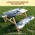 Abstract Art Picnic Table Cover with Bench Covers Gradient Dark Blue ...