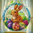 BAOPAI Easter Bunny Stained Glass Suncatcher with Floral and Egg ...