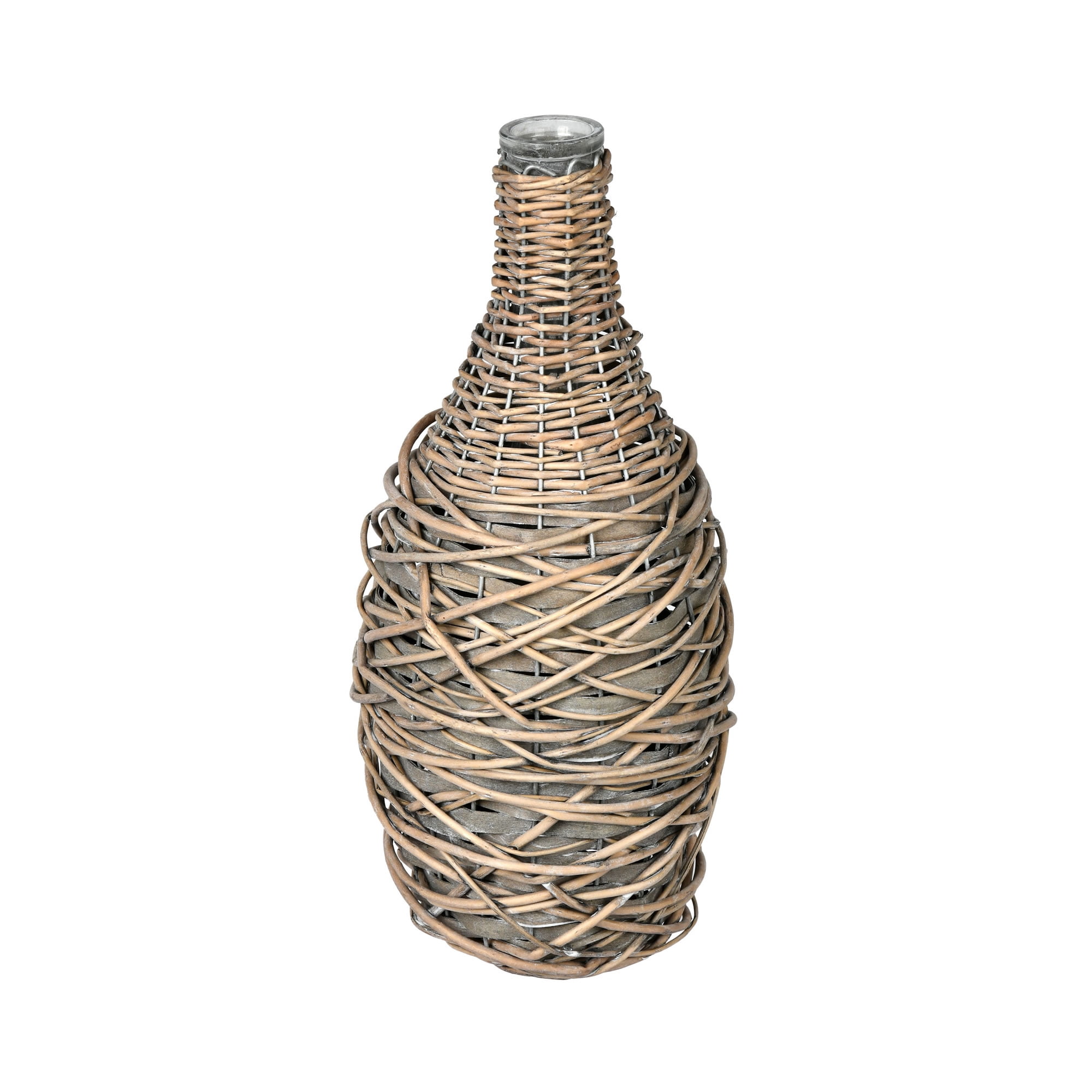 Vickerman 14" Glass Bottle with Wicker Sleeve. This bottle is wrapped ...