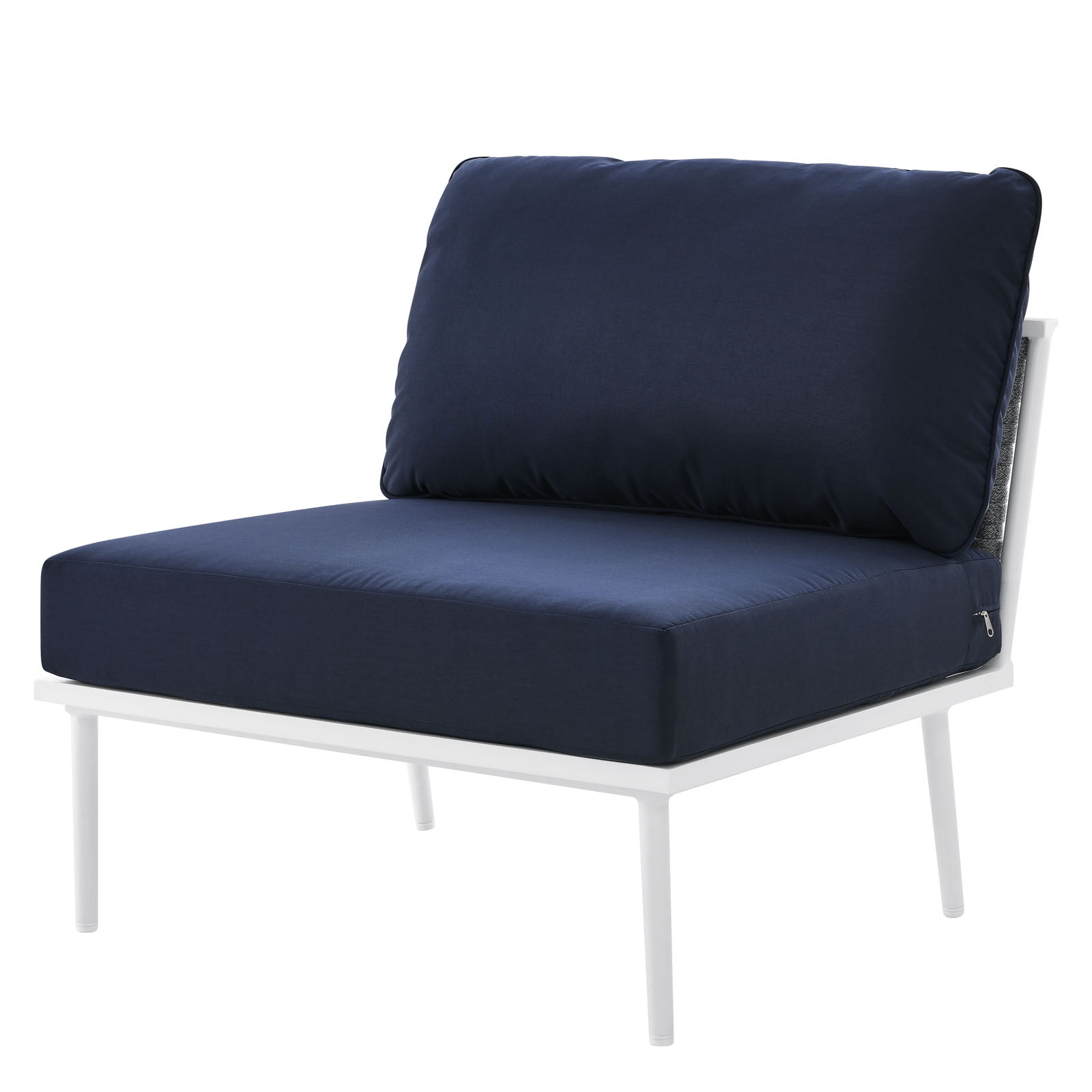 Lounge Middle Chair, Navy White, Aluminum, Metal, Fabric, Modern ...