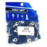 DNF 200 Pieces Copper 16-14 Gauge Blue Ring Terminals Electrical Wire Connectors #8 (100 Pieces ...