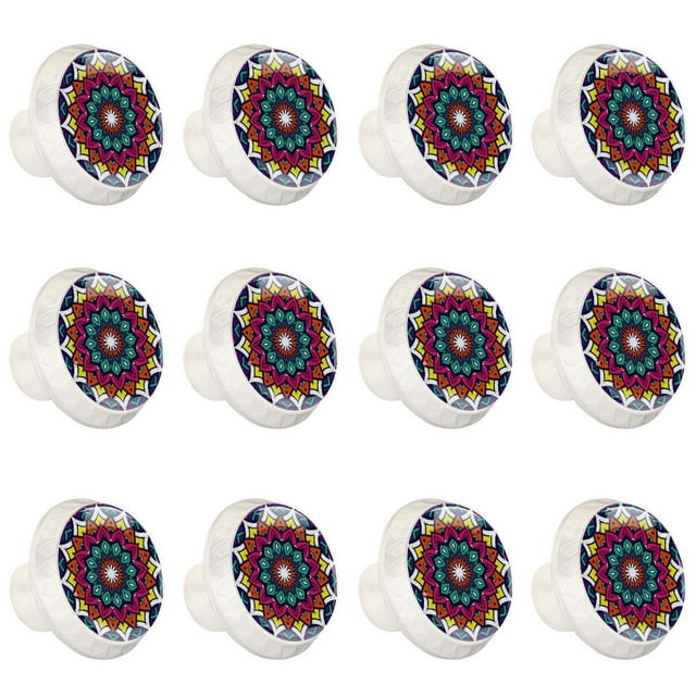 12 Pcs Indian Mandala Knobs for Kitchen Cabinet Cupboard Dresser Bookcase Drawer Pulls Handles ...