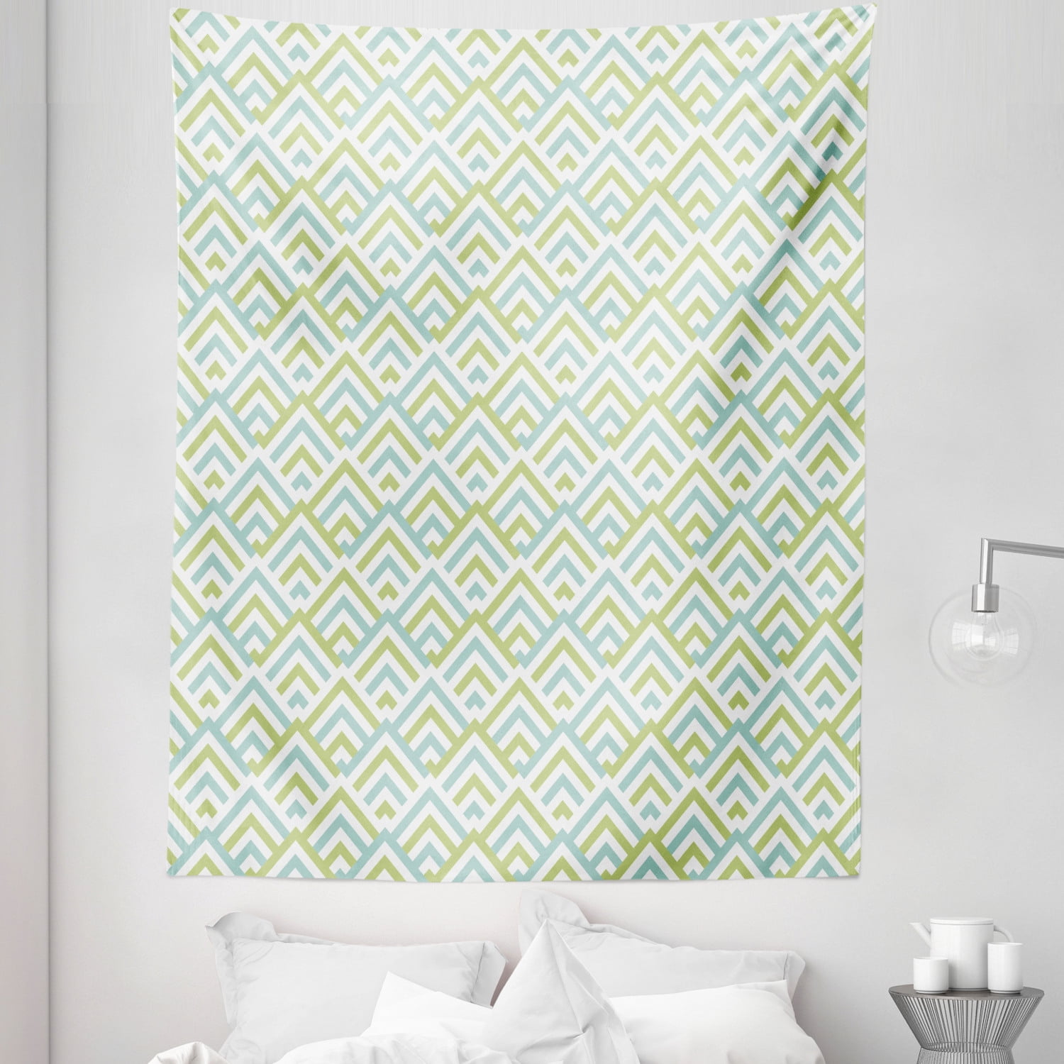 Retro Tapestry, Simple Pattern with Geometrical Motif Striped Halved ...