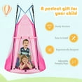 Gymax 40'' Kids Hanging Chair Swing Tent Set Hammock Nest Pod Seat Pink ...