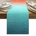 Aqua Orange Mosaic Table Runner, Minimalist Abstract Hexagonal Grid ...