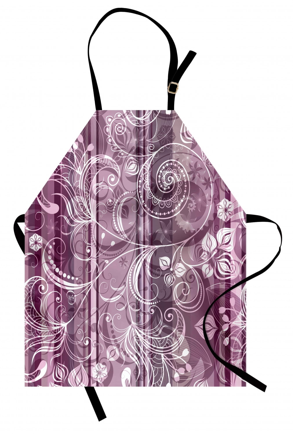 Grunge Apron Flowers and Leaves with Curved Stems Ornate Style Artwork ...