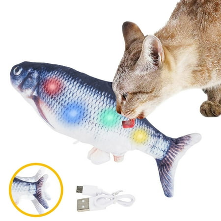 2PCS Electric Fish Cat Toy Light up Music Moving Cat Toy Cat Kicker ...