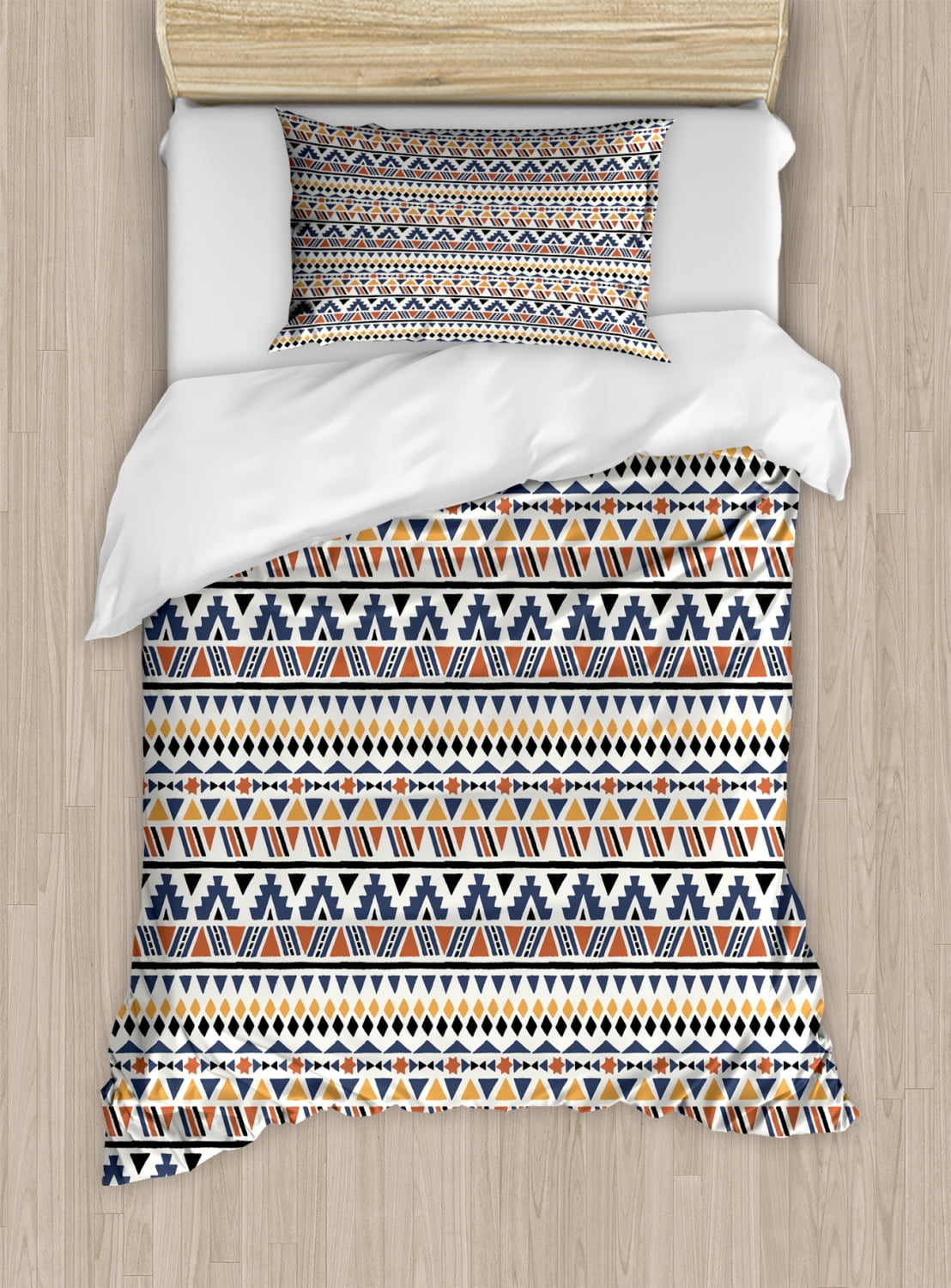 Aztec Twin Size Duvet Cover Set, Colorful Geometric Background with ...