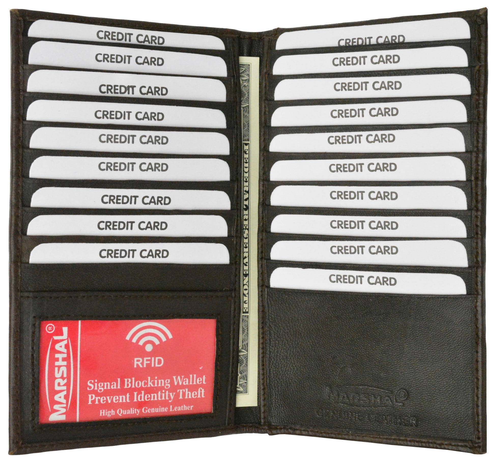 RFID Blocking Premium Genuine Leather Bifold Credit Card ID Holder RFID ...