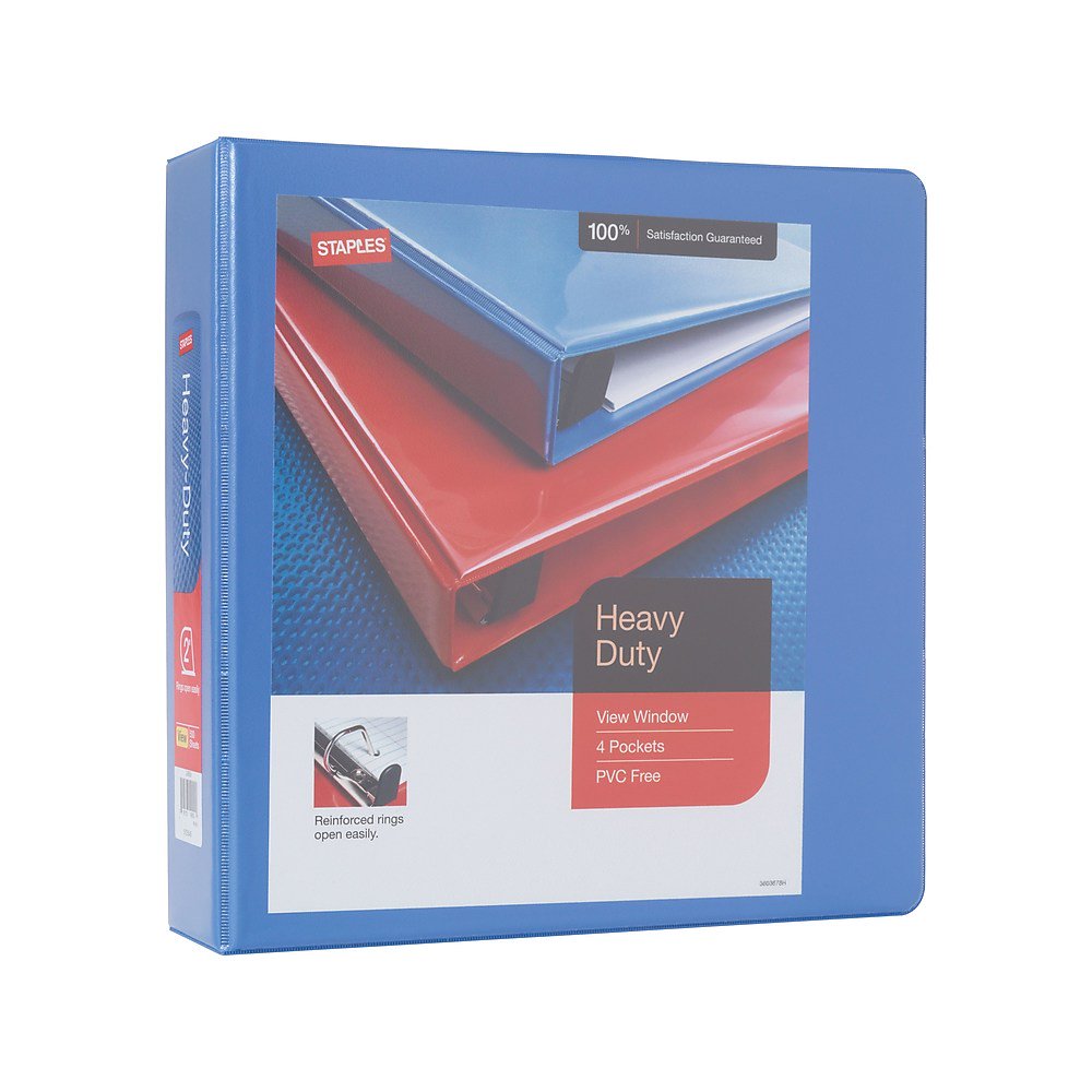 Staples Heavy Duty 2" 3-Ring View Binder Periwinkle (24689) 56291-CC ...