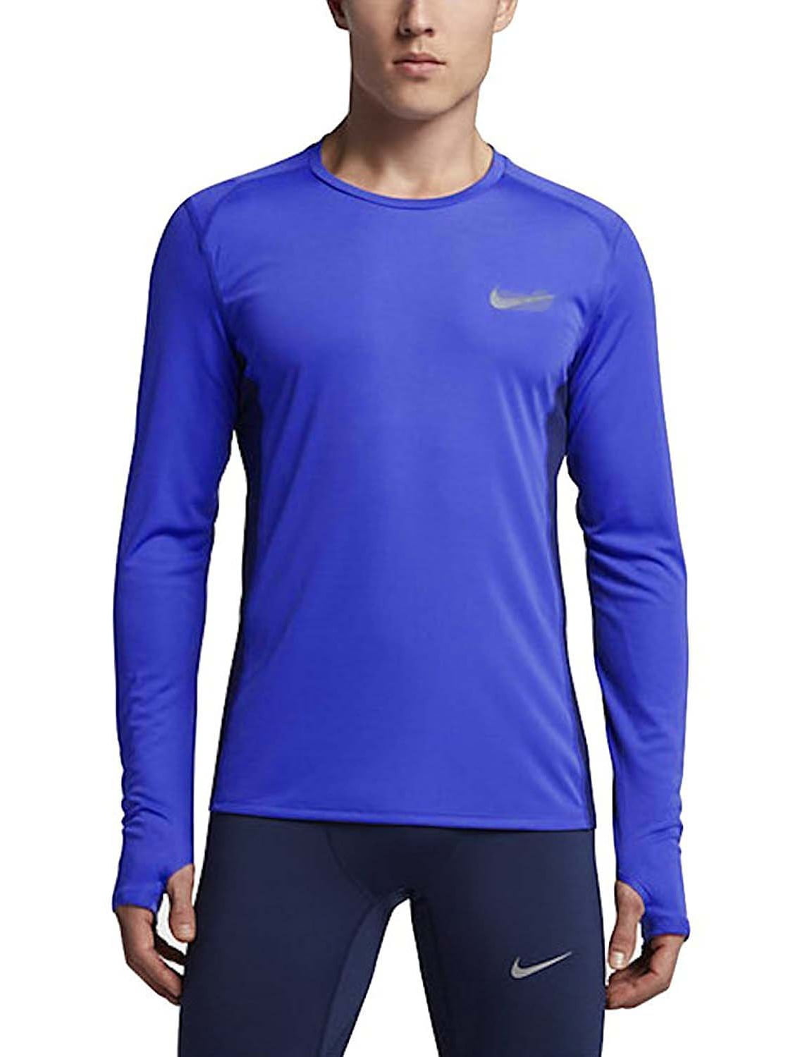 Nike - Men's Dri-Fit Long Sleeve Miler Running Shirt-Blue - Walmart.com ...