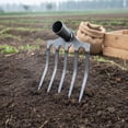 Lazsy Steel Tilling Rake Pointed-Tine Tines Manual Soil Cultivator 4 ...