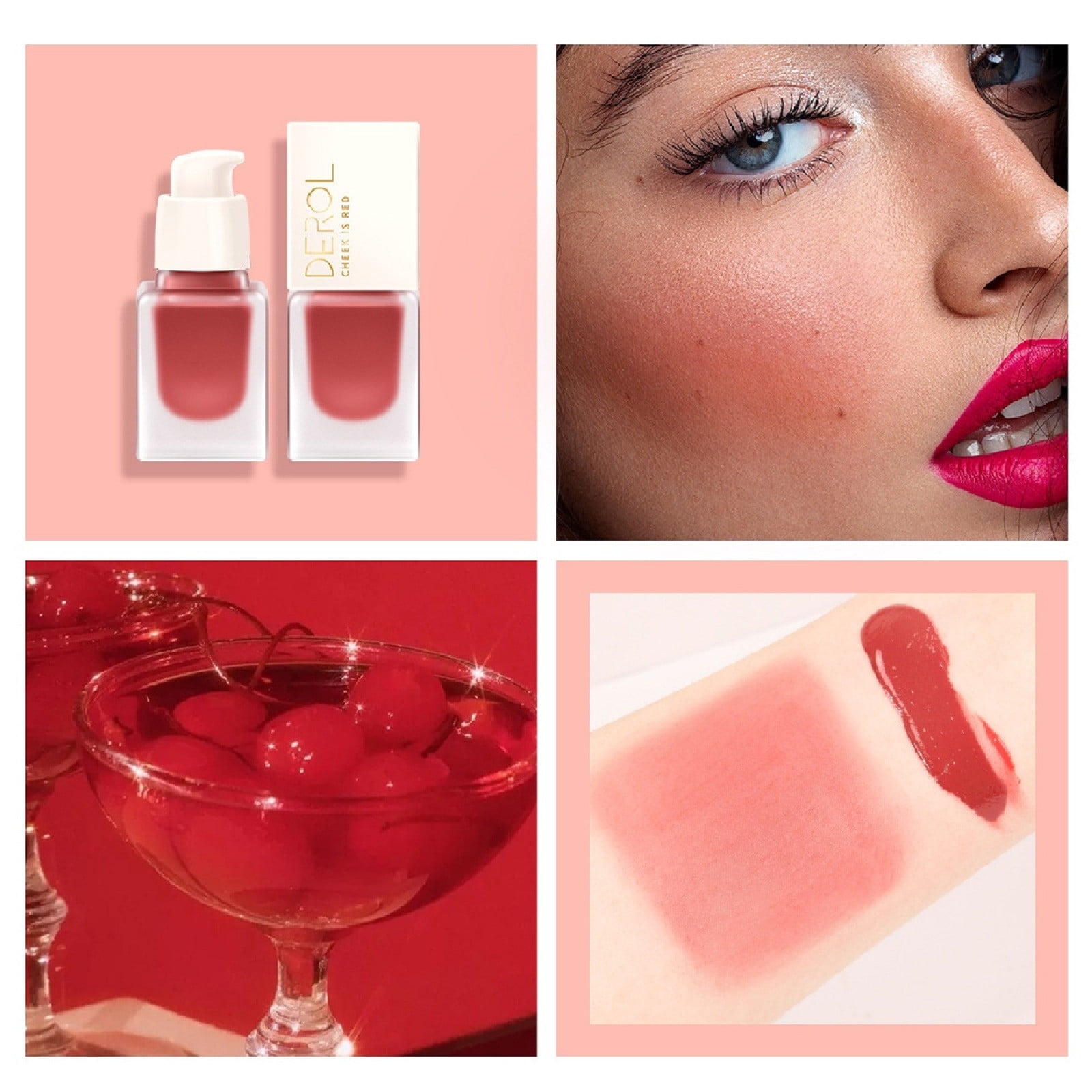 Rubor para mejillas, rubor en polvo rosa, rubor líquido, rubor en gel ...
