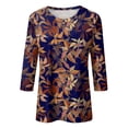 2026 Summer Women Plus Size 3/4 Sleeve Floral Tunic Crew Neck Loose ...