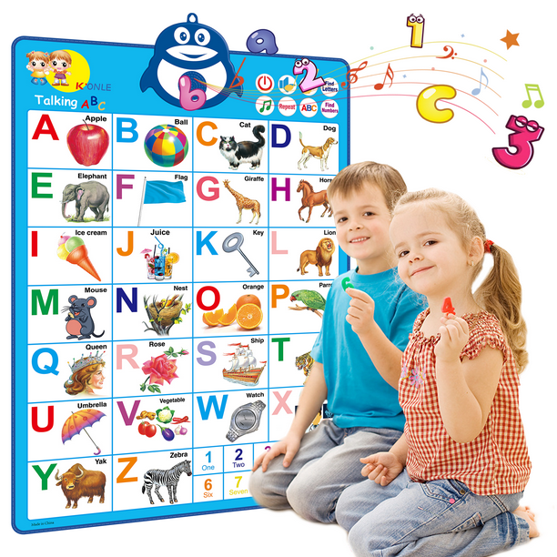 GKcity Toddler Toys Electronic Interactive Alphabet Wall Chart, Talking ...
