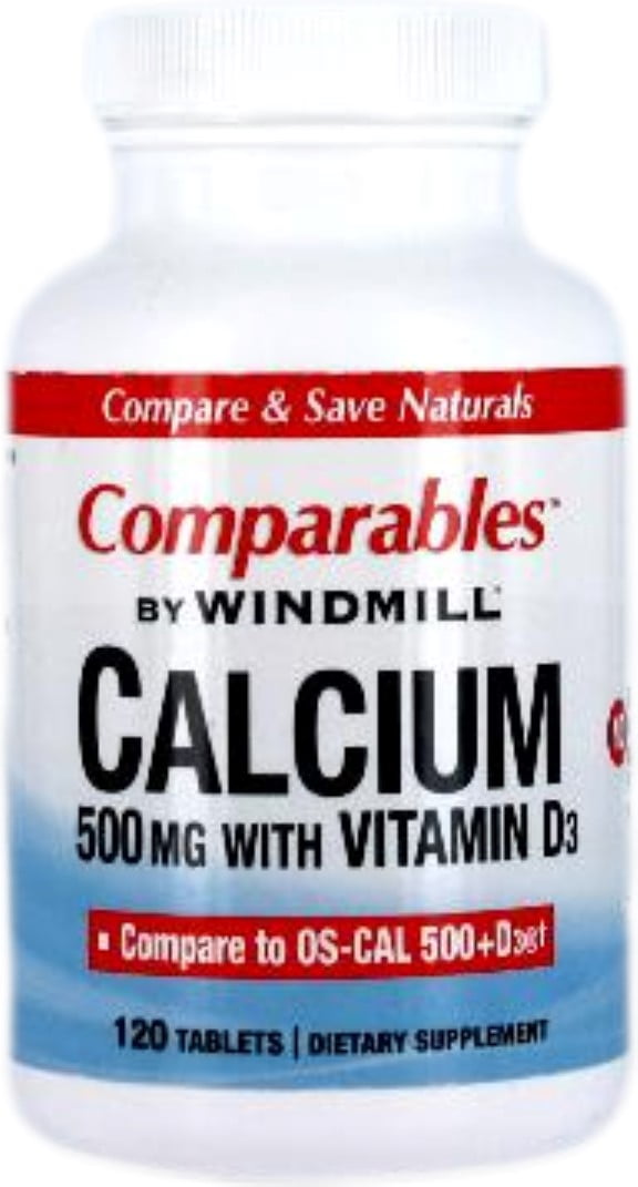 Windmill Comparables Calcium 500 mg Tablets With Vitamin D3 120 Tablets ...