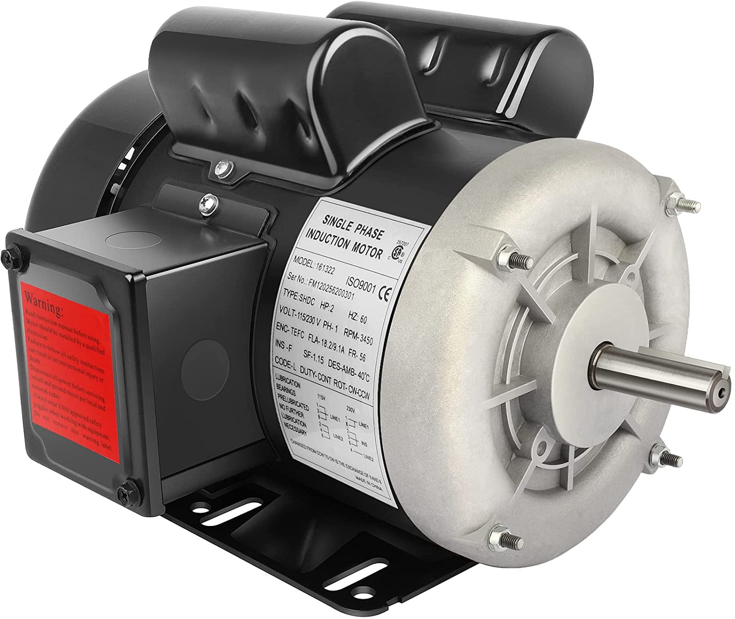 2 HP Electric Motor Farm Duty Single Phase Motor 3450RPM 56 Frame 5/8 ...