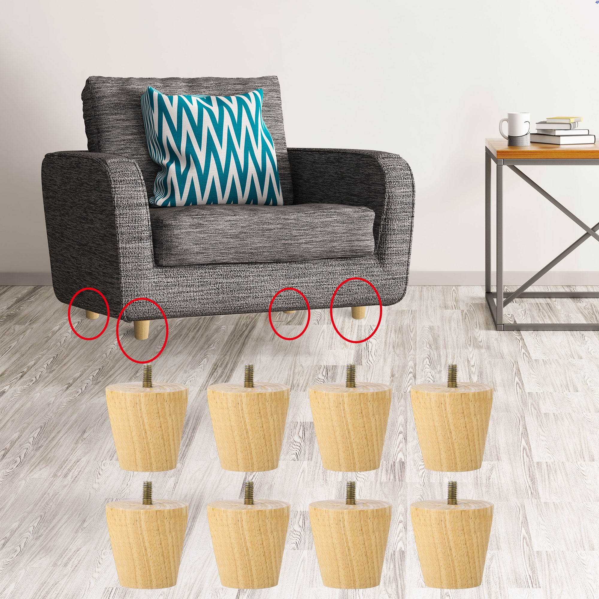 Click here for Uxcell 8pcs Wood Furniture Legs Wood Color Hardwoo... prices