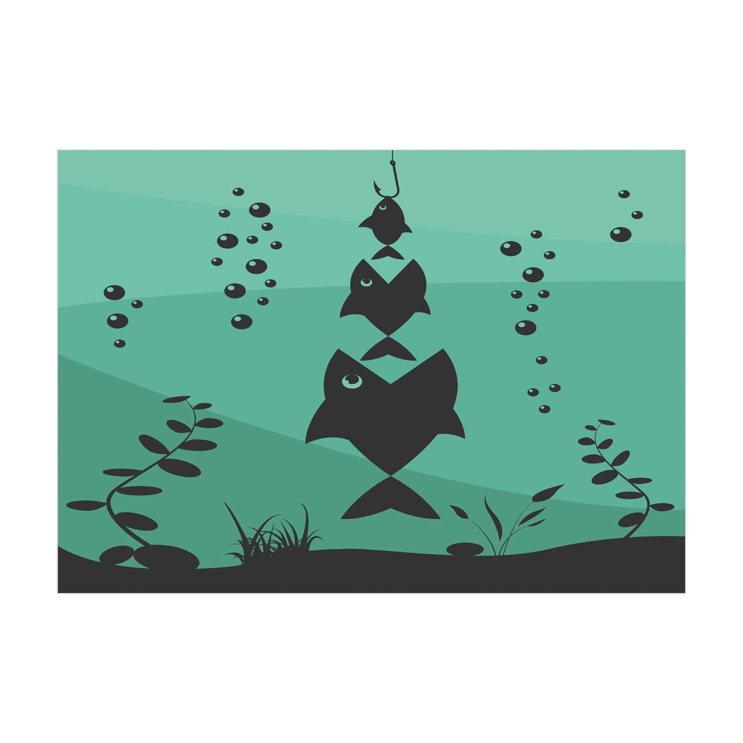 Ambesonne Fishing Jigsaw Puzzle, Underwater Life Themed, Heirloom ...