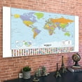 WCIC 59*39" Vinyl World Map with Flags Large Poster Wall Decor Home ...
