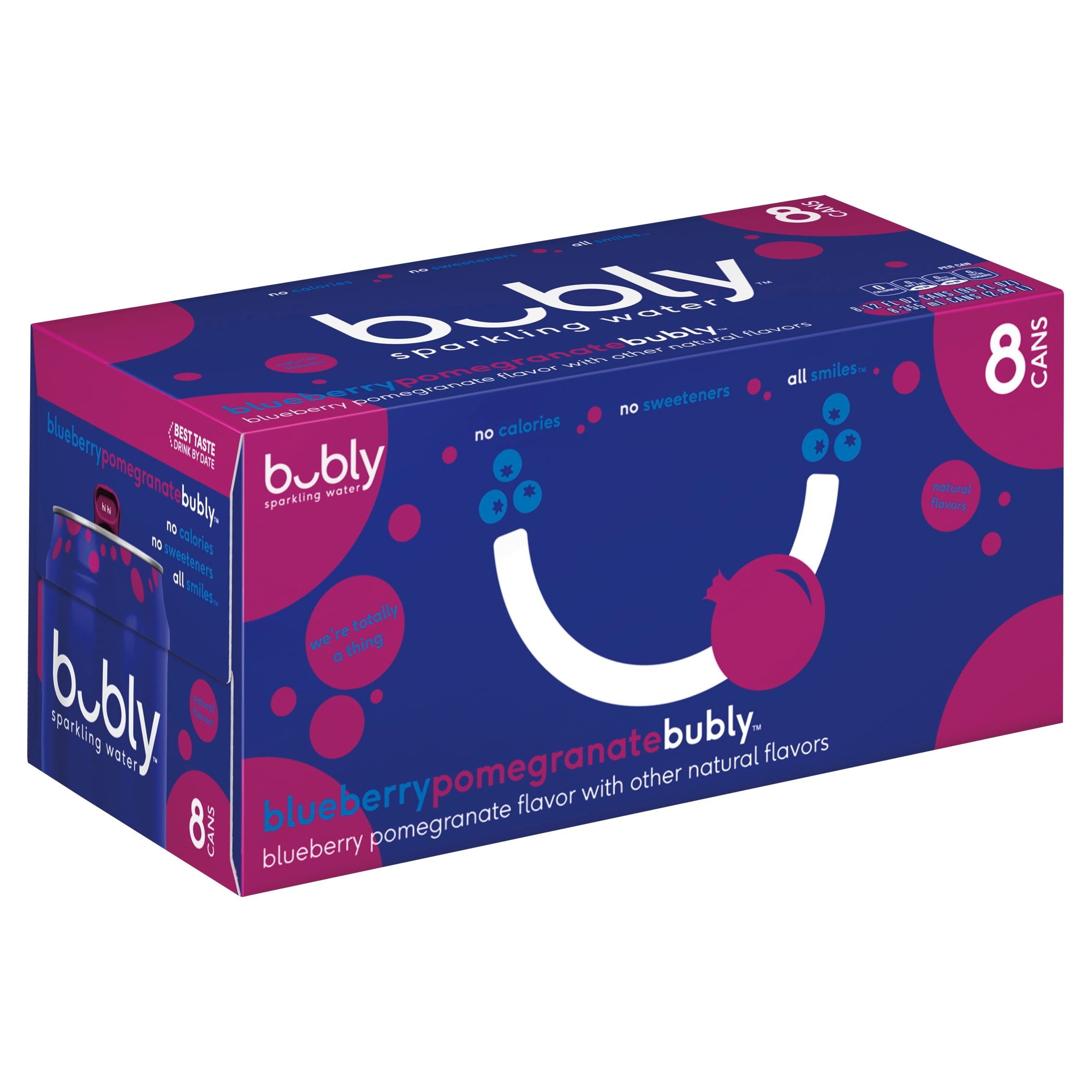 bubly Blueberry Pomegranate Sparkling Water, 12 Fl Oz, 8 Pack Cans ...